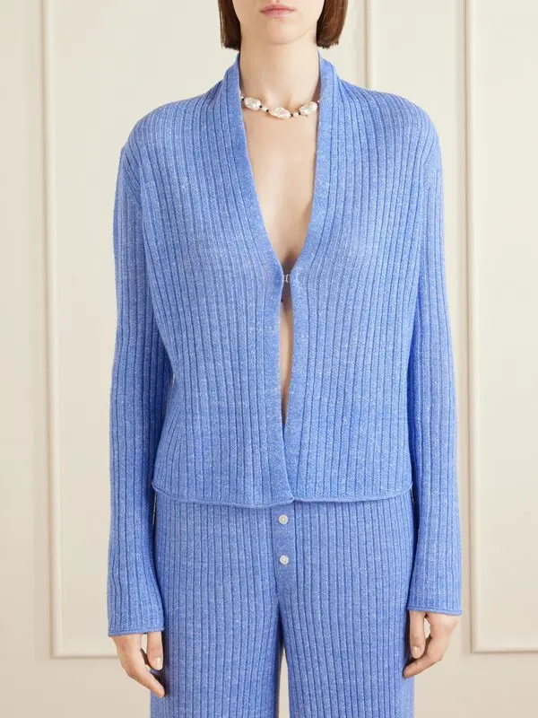 Guest In Residence Stealth Ribbed Cardigan - Blue