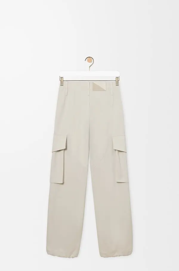 Loewe Cargo Trousers In Cotton And Silk Gabardine - Ivory