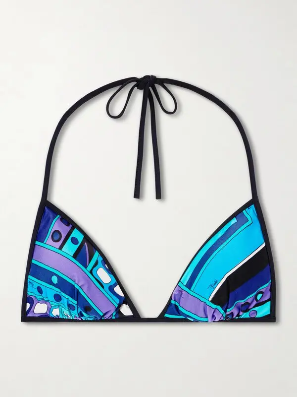 Emilio Pucci Printed Triangle Bikini Top - Blue