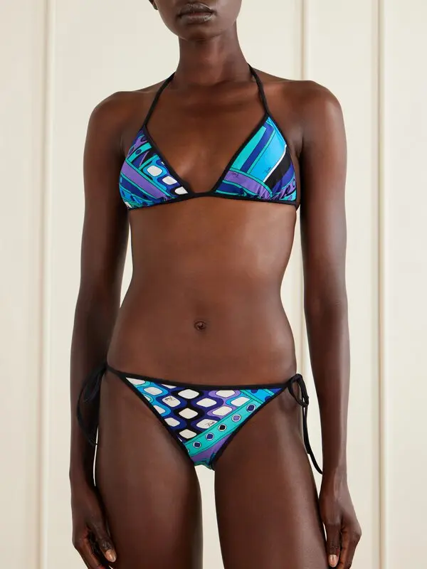 Emilio Pucci Printed Triangle Bikini Top - Blue