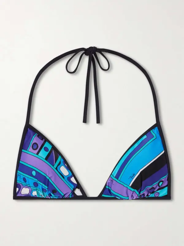 Emilio Pucci Printed Triangle Bikini Top - Turquoise