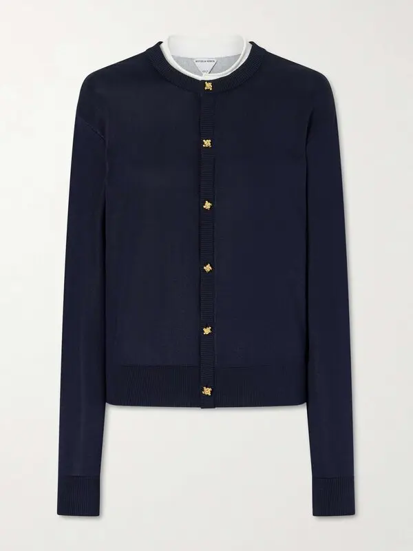 Bottega Veneta Knitted Silk Cardigan - Blue