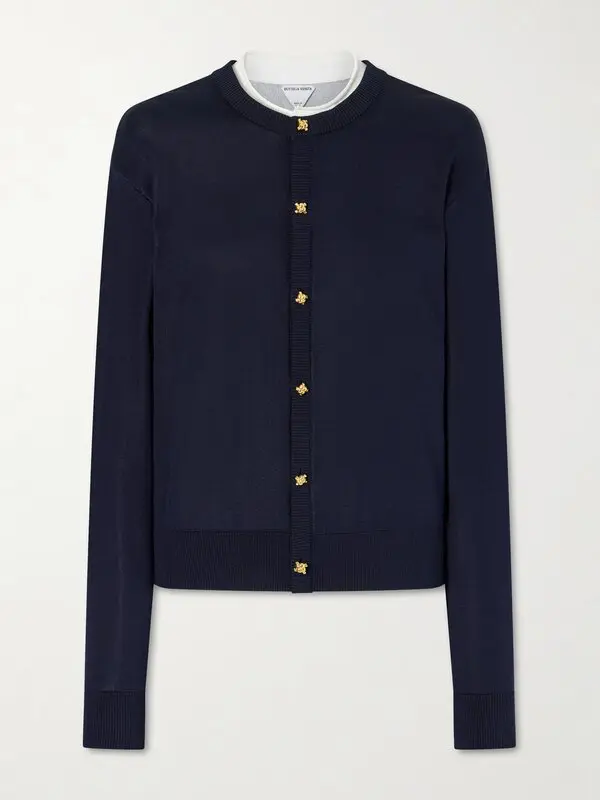 Bottega Veneta Silk Cardigan With Knot Detailing - Blue