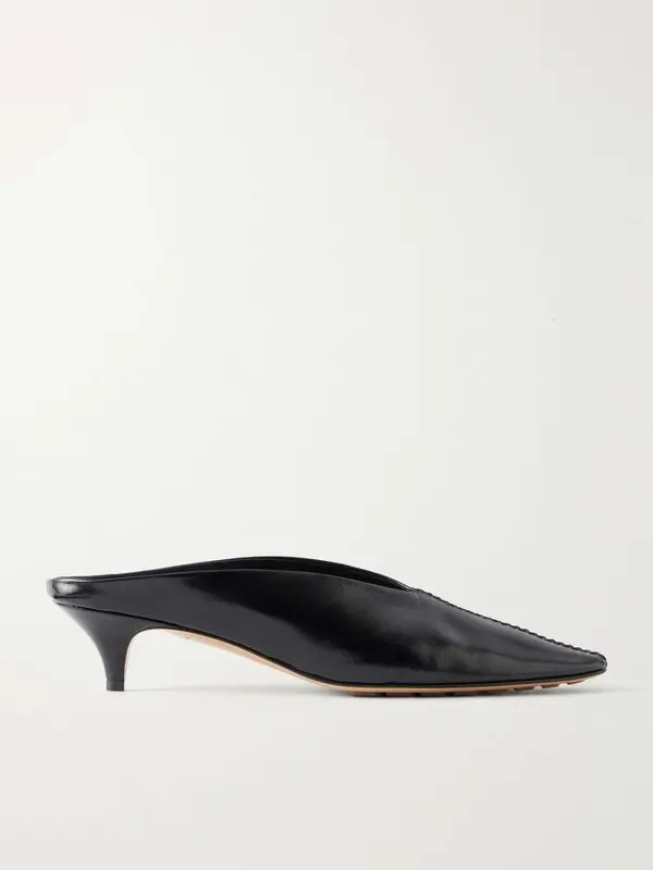 Bottega Veneta Vesta Leather Mules - Black