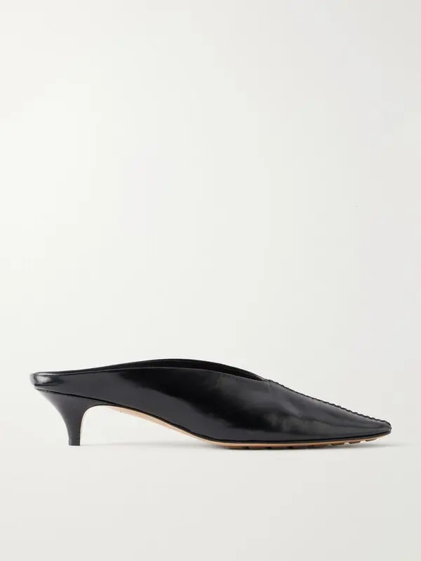 Bottega Veneta Vesta Leather Mules - Black