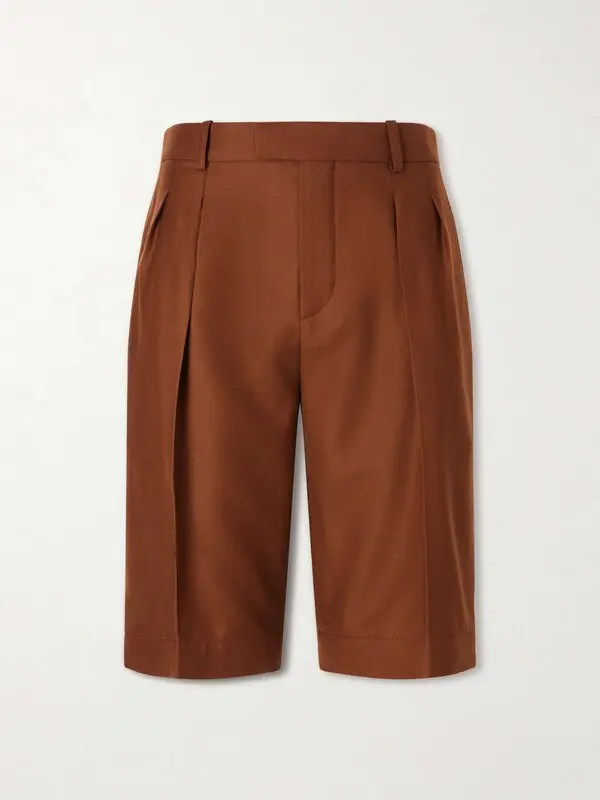 Saint Laurent Pleated Cashmere Shorts - Red