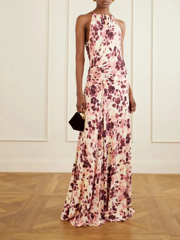 Simkhai Cerin Printed Jersey Halterneck Gown - Multi
