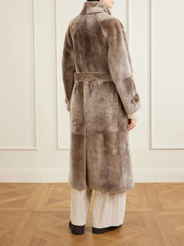 Brunello Cucinelli Belted Shearling Coat