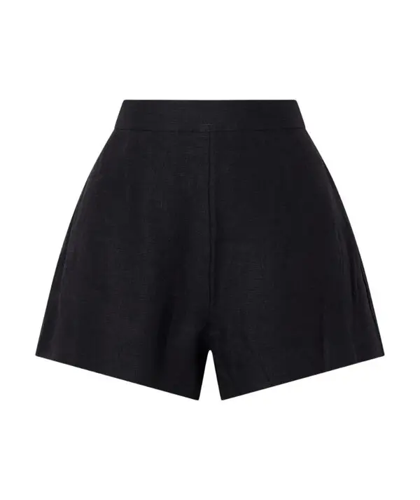 Posse Perri Pleated Linen Shorts - Black