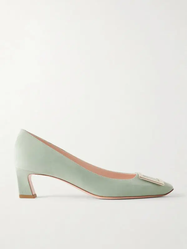 ROGER VIVIER Belle Vivier Trompette 45 Suede Pumps - Green