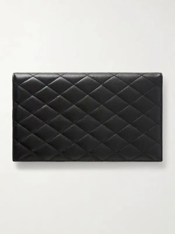 Saint Laurent Grain De Sable Logo-embellished Leather Clutch