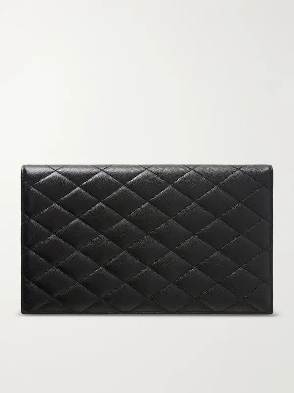 Saint Laurent Quilted Leather Clutch With Logo