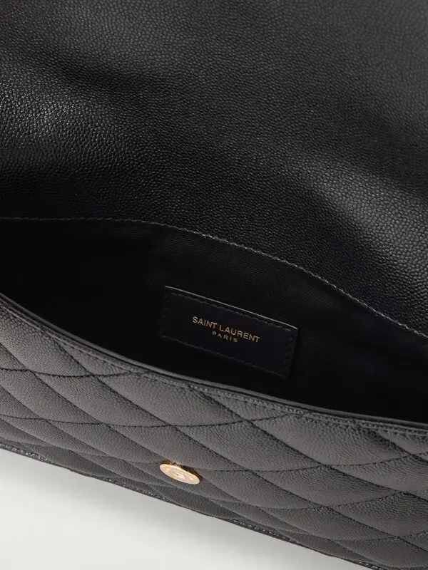 Saint Laurent Quilted Leather Clutch With Logo