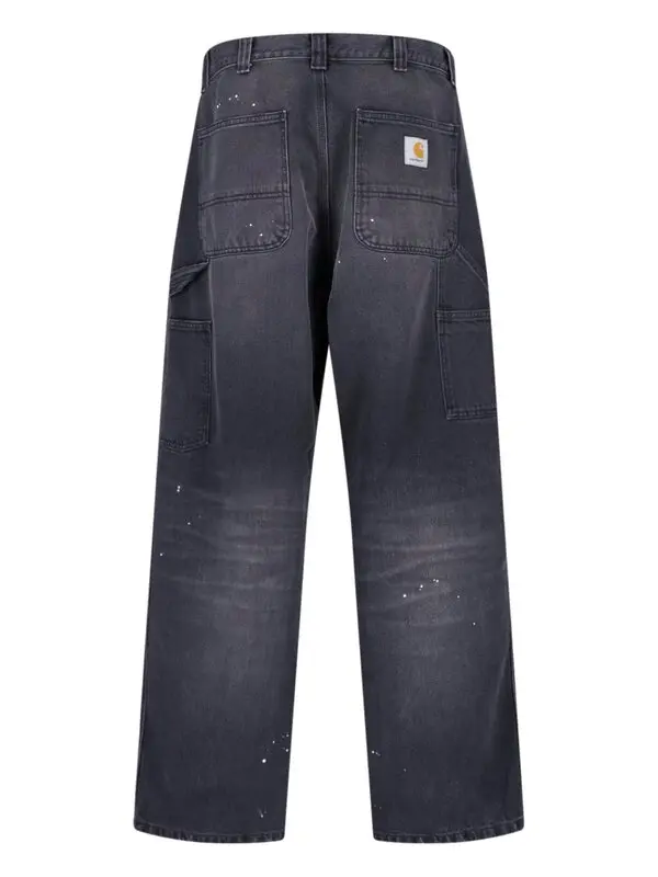 Carhartt Work In Progress Wide Leg Jeans With Single Knee Detailing - Black