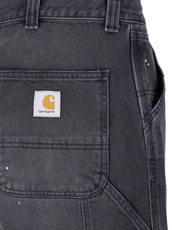 Carhartt Work In Progress Wide Leg Jeans With Single Knee Detailing - Black
