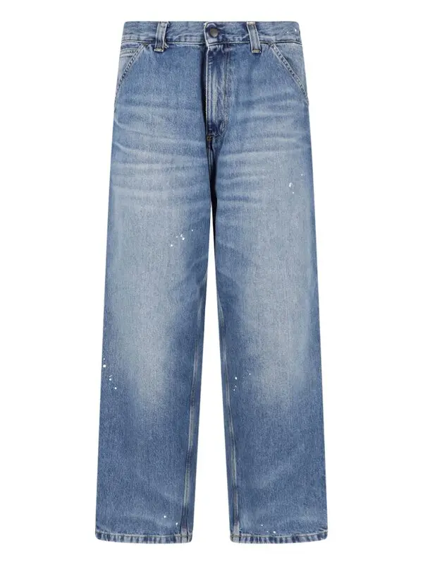 Carhartt Work In Progress Wide Leg Jeans With Single Knee Detailing - Blue