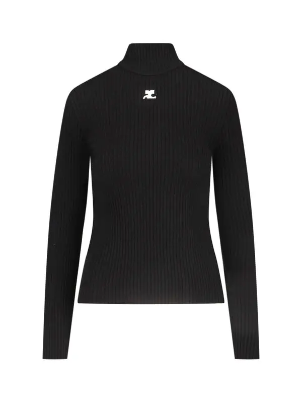 COURREGES Turtleneck Logo - Black