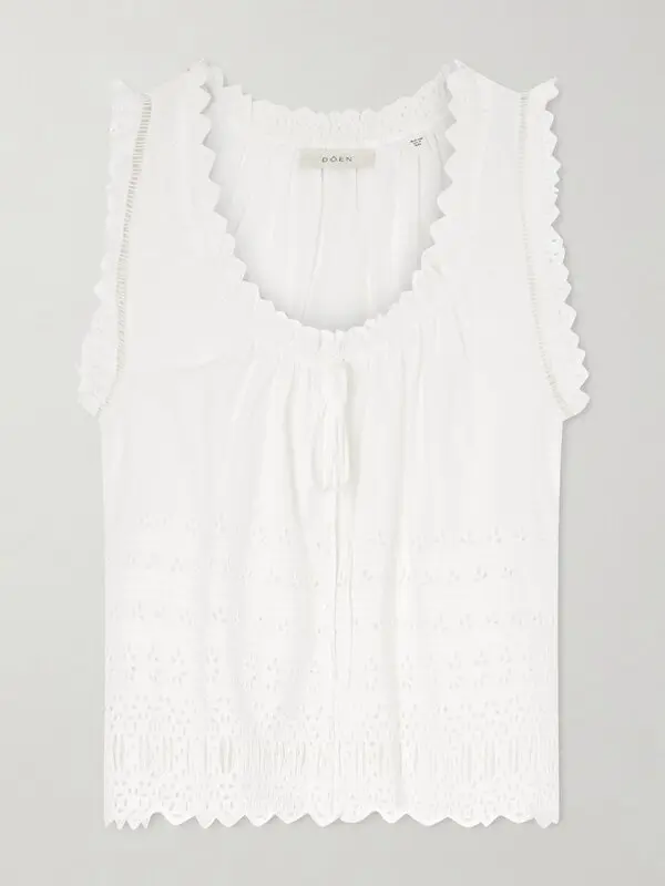 DÔEN Toussiine Broderie Anglaise Cotton Top - White