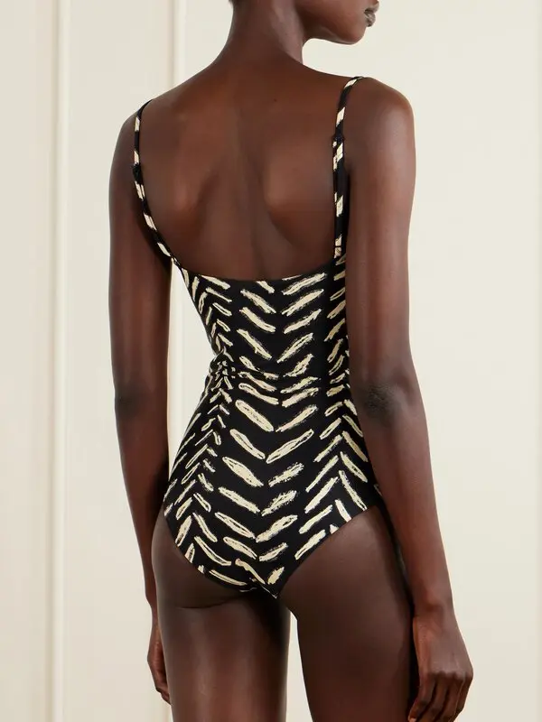 Johanna Ortiz Whispering Tides Ruched Printed Recycled Stretch-jersey One-piece