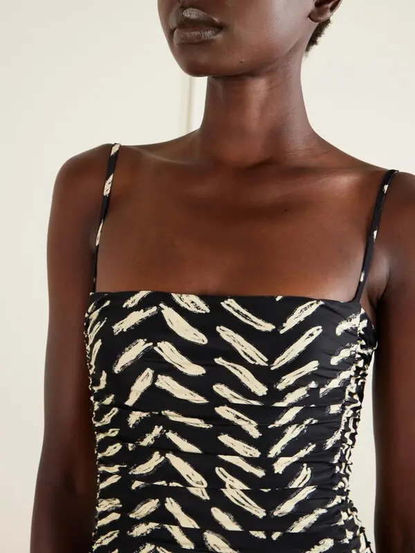 Johanna Ortiz Whispering Tides Ruched Printed Recycled Stretch-jersey One-piece