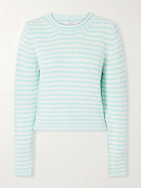 LA LIGNE Mini Marina Cropped Striped Cotton Sweater - Multi