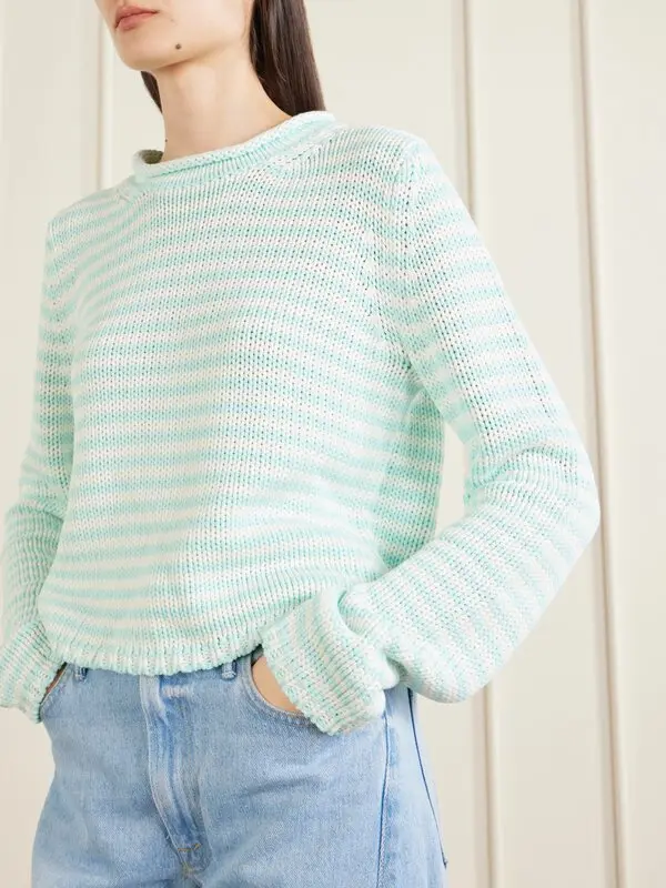 LA LIGNE Mini Marina Cropped Striped Cotton Sweater - Multi