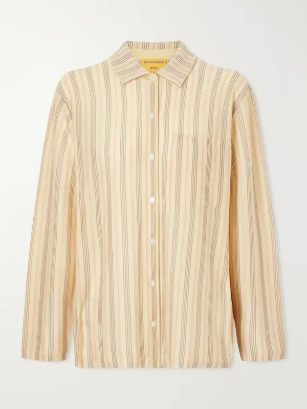 Guest In Residence Showtime" Striped Cashmere Shirt - Yellow