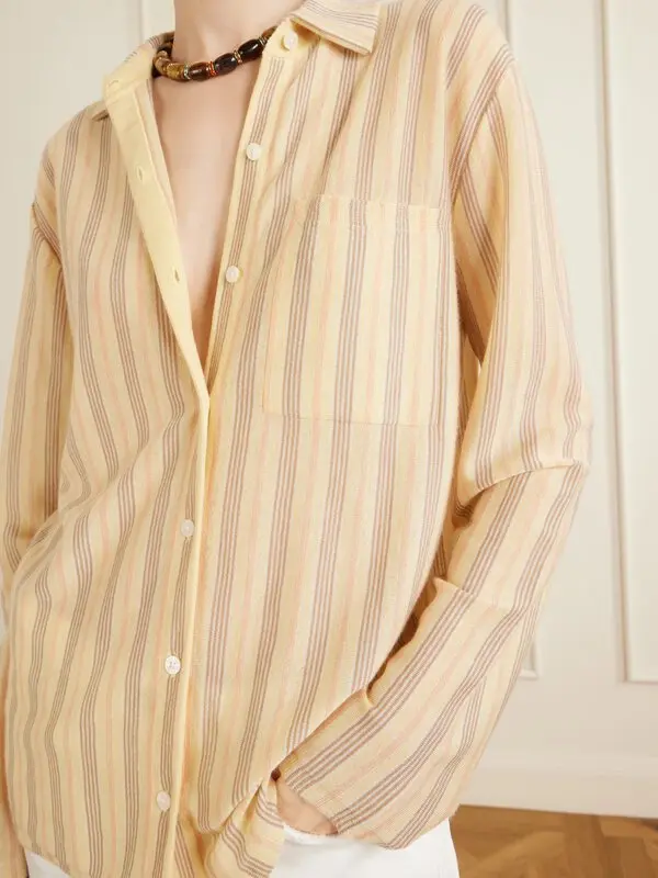 Guest In Residence Showtime Striped Cashmere Shirt - Yellow