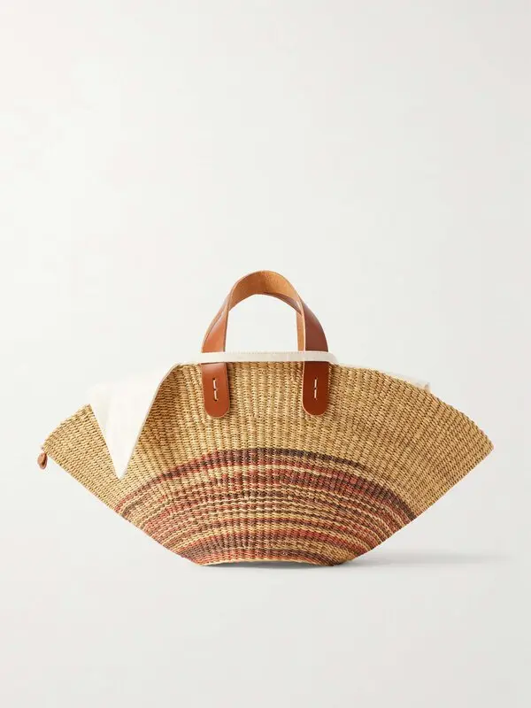 Muuñ Pacha Striped Raffia Tote - Neutral