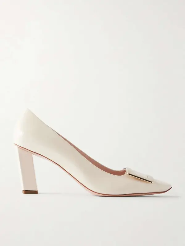 ROGER VIVIER Belle Vivier 75 Buckled Patent-leather Pumps - Ivory
