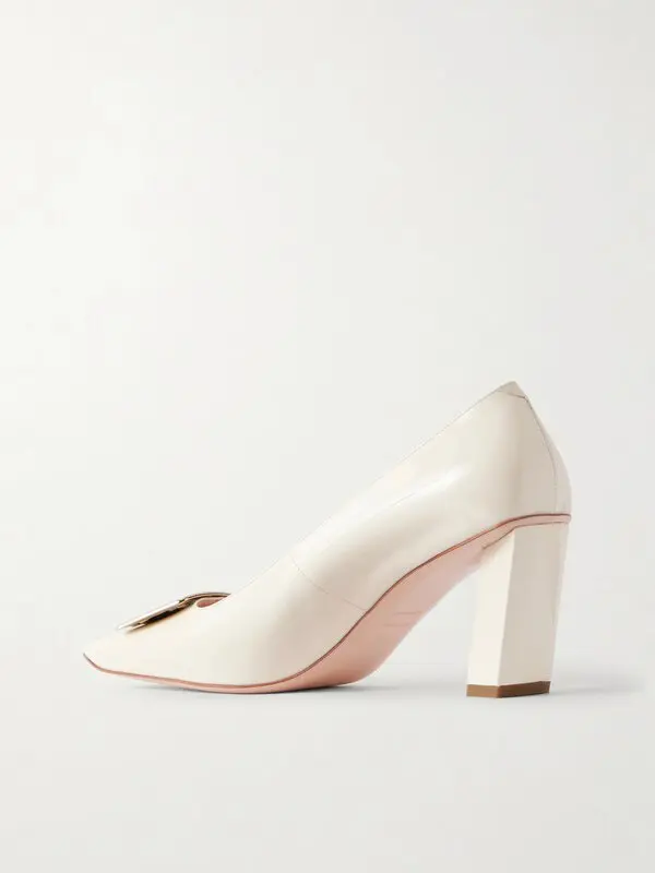 ROGER VIVIER Belle Vivier 75 Buckled Patent Leather Pumps - Neutrals