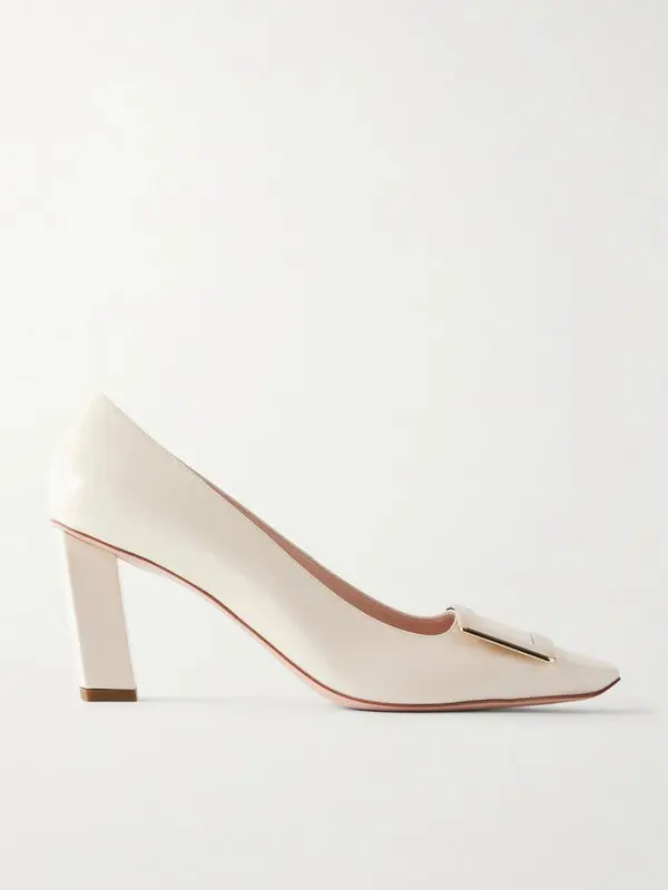 ROGER VIVIER Belle Vivier 75 Buckled Patent Leather Pumps