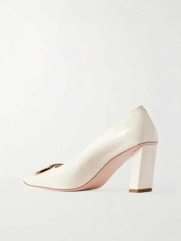 ROGER VIVIER Belle Vivier 75 Buckled Patent Leather Pumps