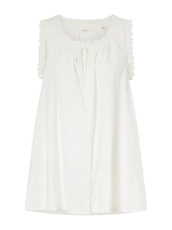 DÔEN Nessie Broderie Anglaise Organic Cotton Mini Dress - White