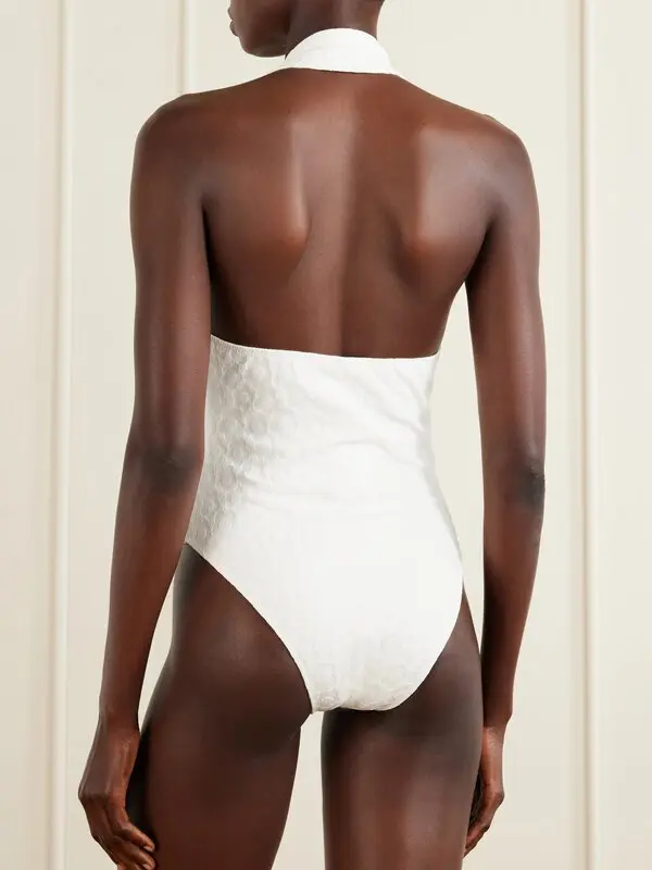Lisa Marie Fernandez Floral-jacquard One-piece Swimsuit - White