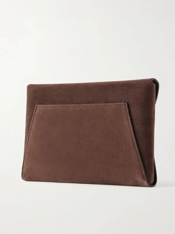 Brunello Cucinelli Suede Envelope Clutch With Chain Strap