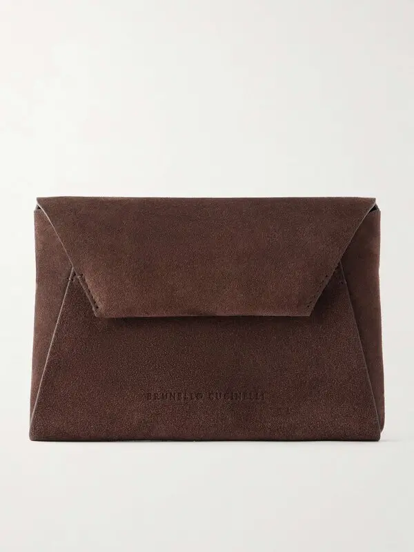 Brunello Cucinelli Envelope Suede Mini Clutch