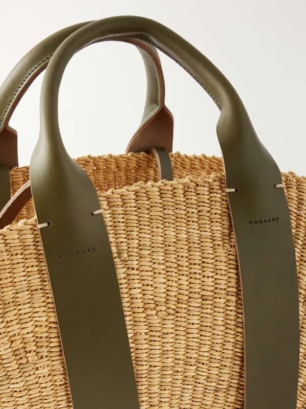 Muuñ Sophie Raffia Tote With Leather Trim - Neutral
