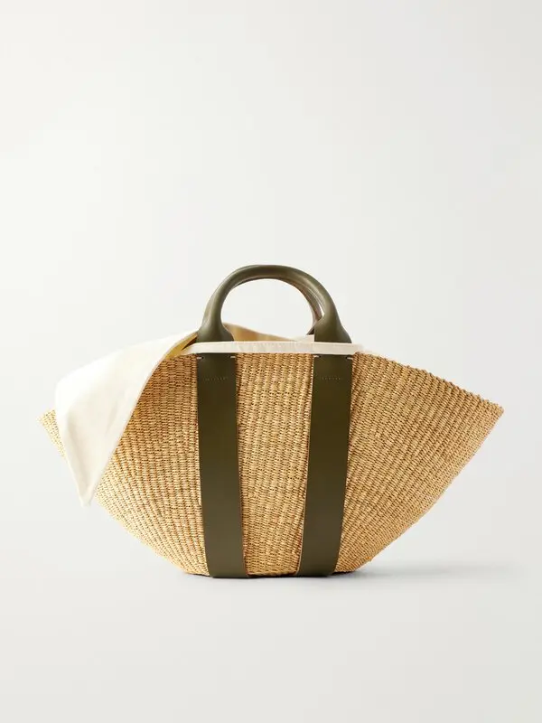 Muuñ Sophie Raffia Tote With Leather Trim - Neutrals