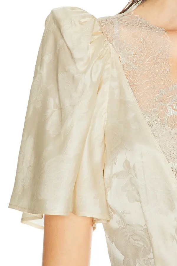 Ronny Kobo Silk Blend Lace Trim Midi Dress