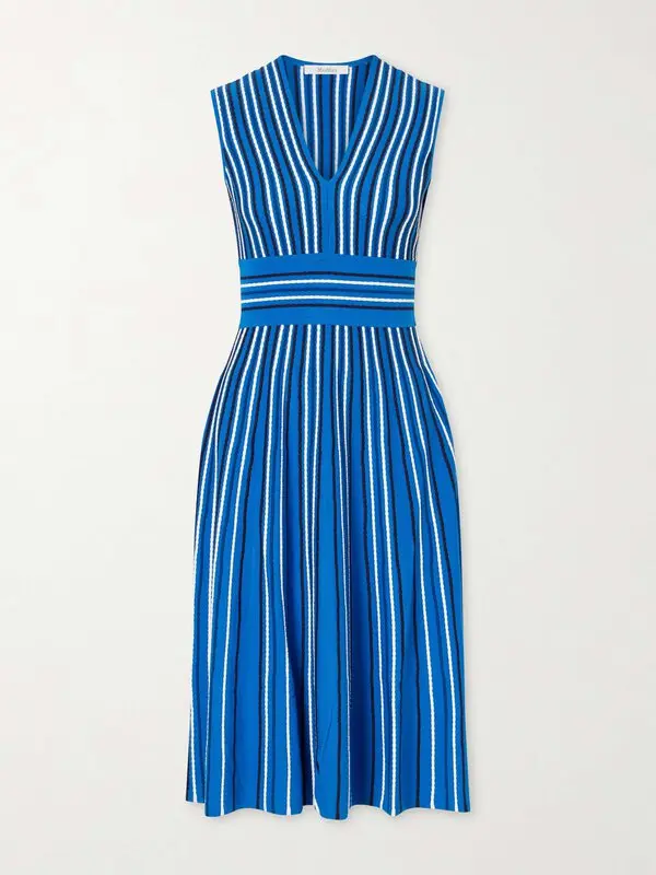 Max Mara Striped Knit Midi Dress