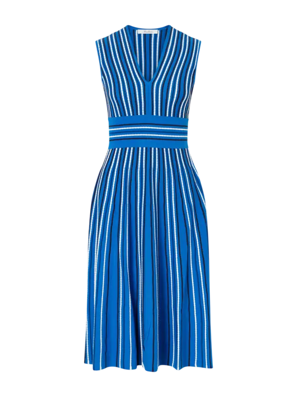 Max Mara Striped Knit Midi Dress - Blue
