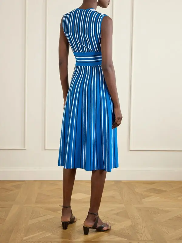 Max Mara Striped Knit Midi Dress - Blue