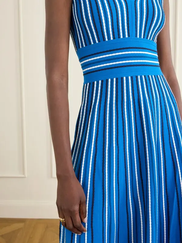 Max Mara Striped Knit Midi Dress - Blue