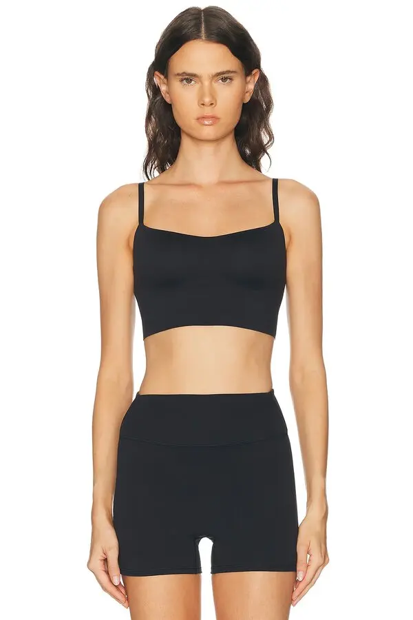 NIKESKIMS Matte Cami Long Line Bra In Chocolate - Obsidian