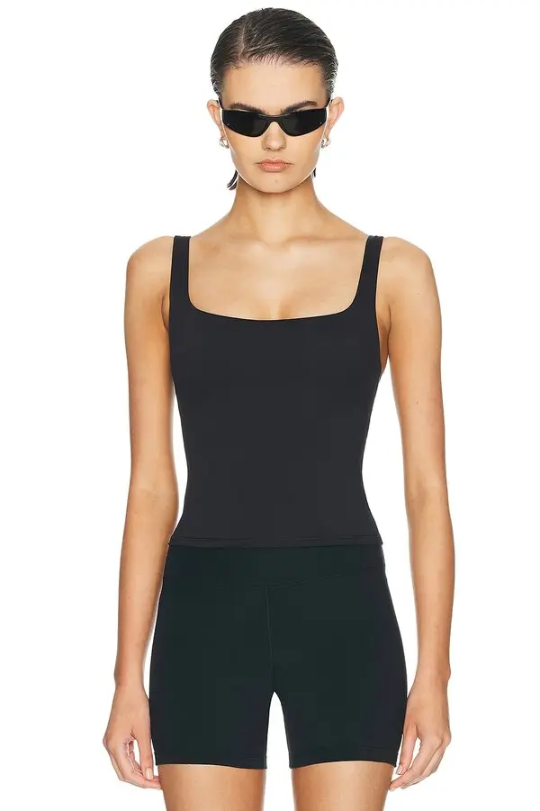 NIKESKIMS Matte Square Neck Tank Top - Obsidian