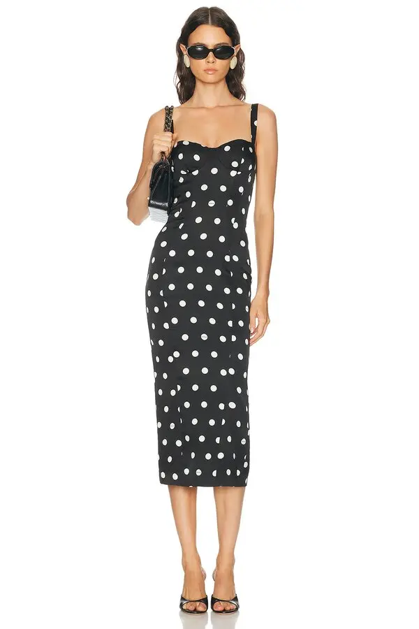 NICHOLAS Dominique Paneled Dress In Black & White - Black & White Polka Dot