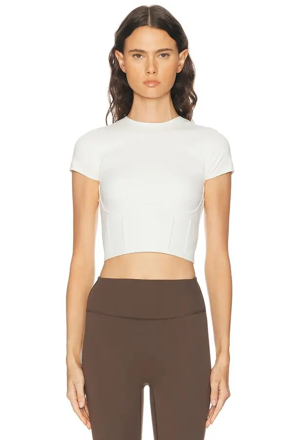 NIKESKIMS Nike X Skims Matte Corset Short Sleeve Crop Top - Ivory