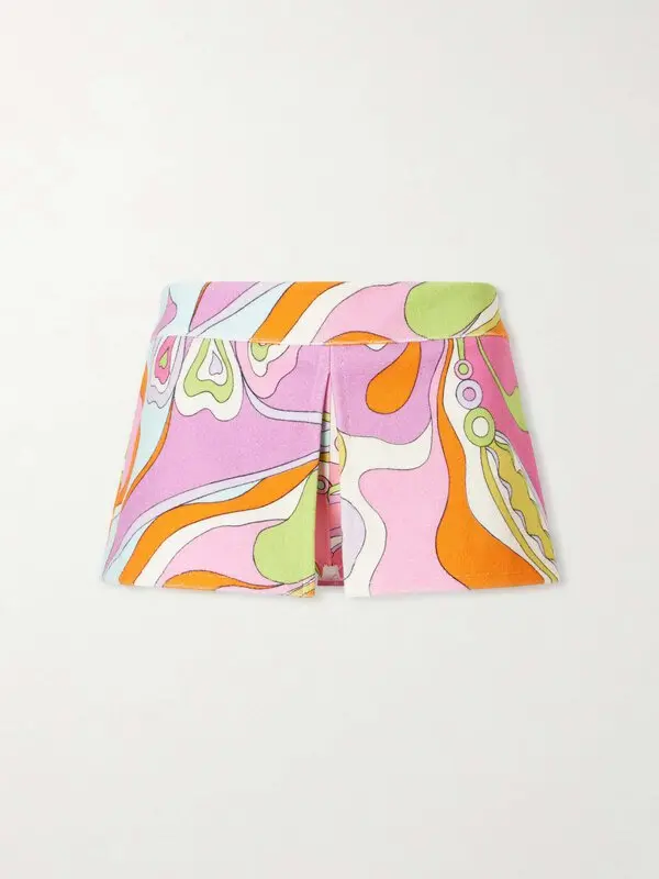 Emilio Pucci Printed Cotton-terry Shorts - Pink