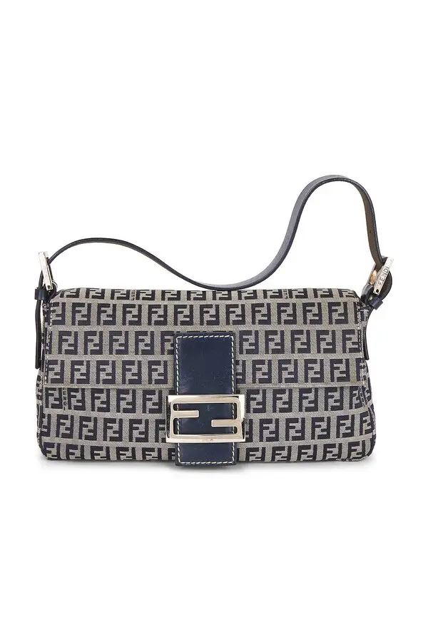 Fendi Zucchino Baguette Shoulder Bag - Blue